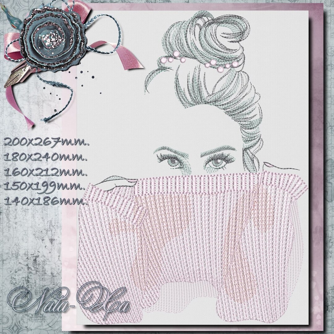 Fashion Girl Machine Embroidery Design 5 Sizes to Download Mystery Girl ...