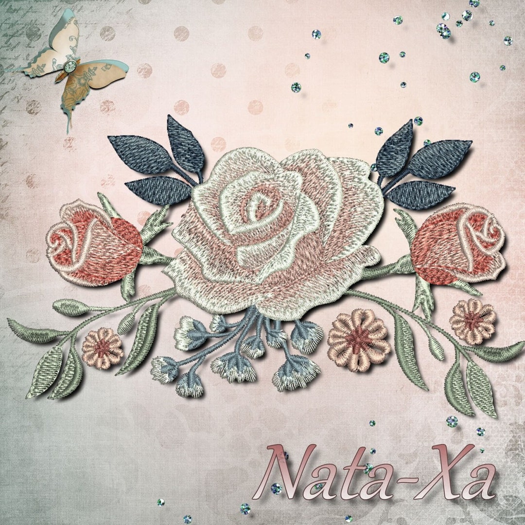 Roses Machine Embroidery Design 2 Sizes to Download Delicate Flowers #7 ...