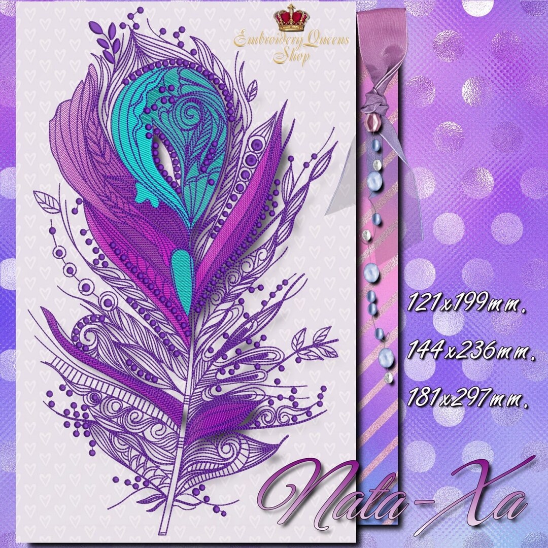 Feather #1 Machine Embroidery Design 3 Sizes to Download Different Hoop ...
