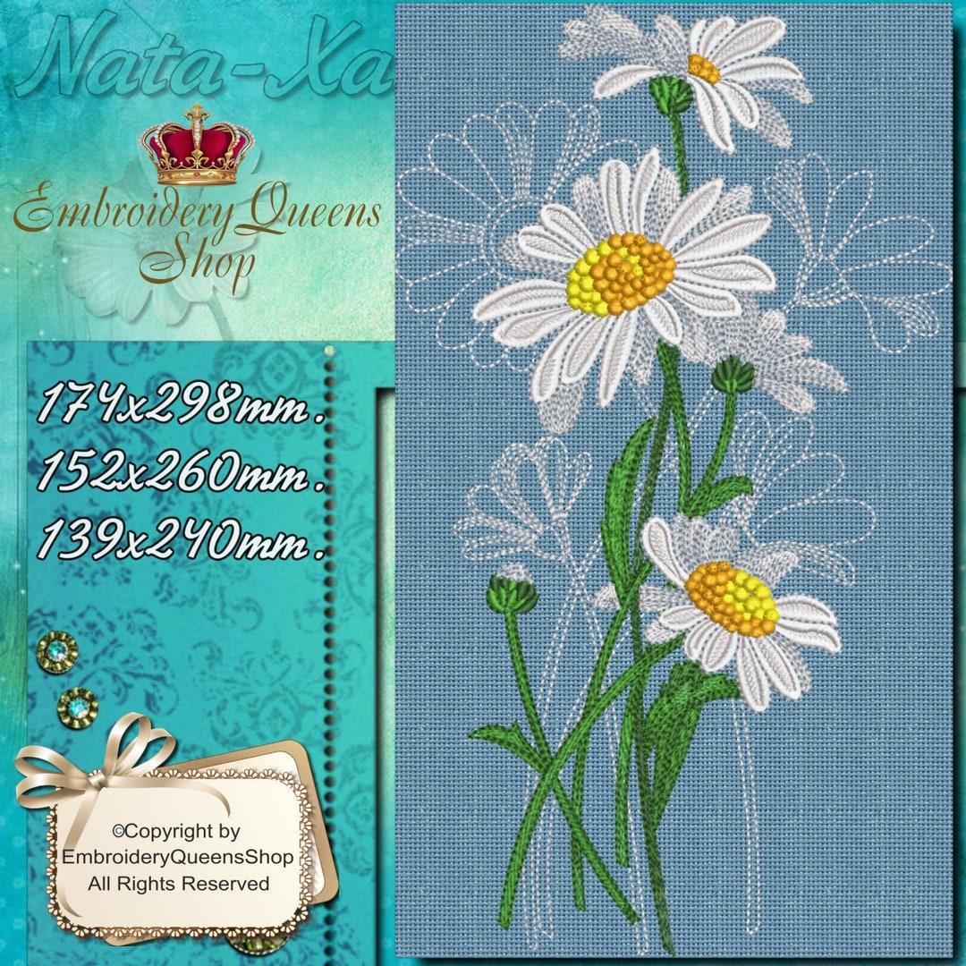 Daisies Machine Embroidery Design 3 Sizes to Download Fit 6x10 ...