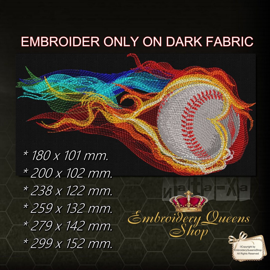 Baseball Ball Machine Embroidery Design 5 Sizes to Download Fit 5x7 ...