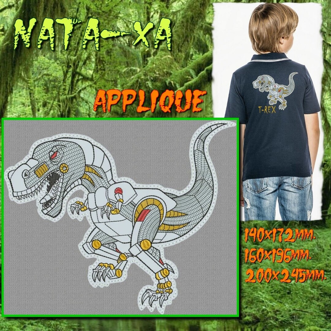 Dinosaur Dino Applique Machine Embroidery Design. 3 Sizes to Download ...
