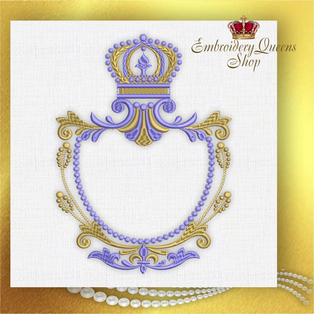 Crown Monogram Frame Machine Embroidery Design 2 Sizes Fit 5x7" 5 1/2x ...