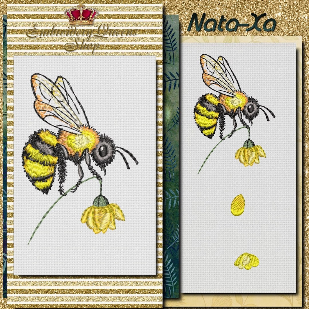 Bee Machine Embroidery Design Set 2 Designs 3 Sizes Each Fit 4x4 ...