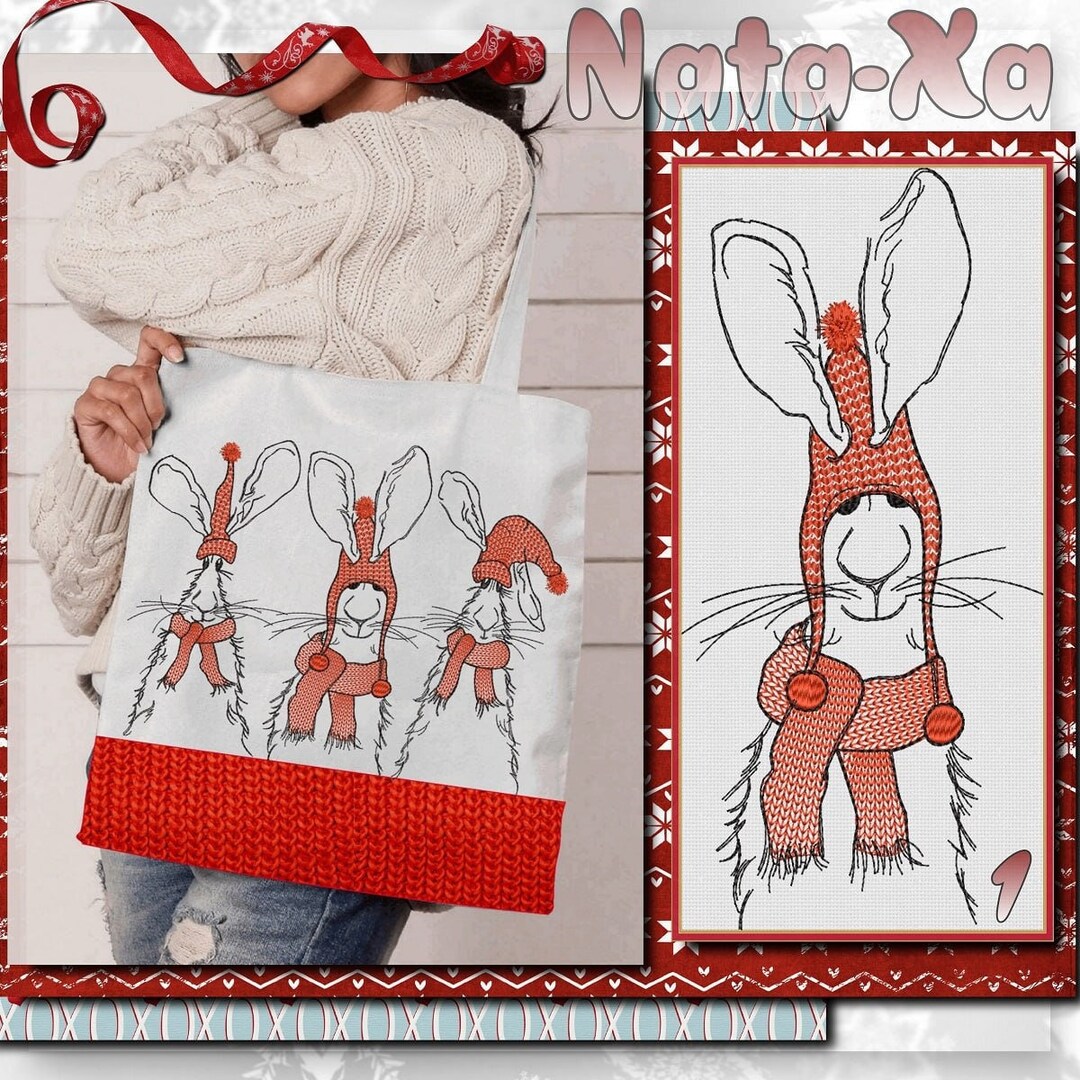 Bunny Machine Embroidery Design Set of 3 Bunnies. Each in 3 Sizes. Fit ...