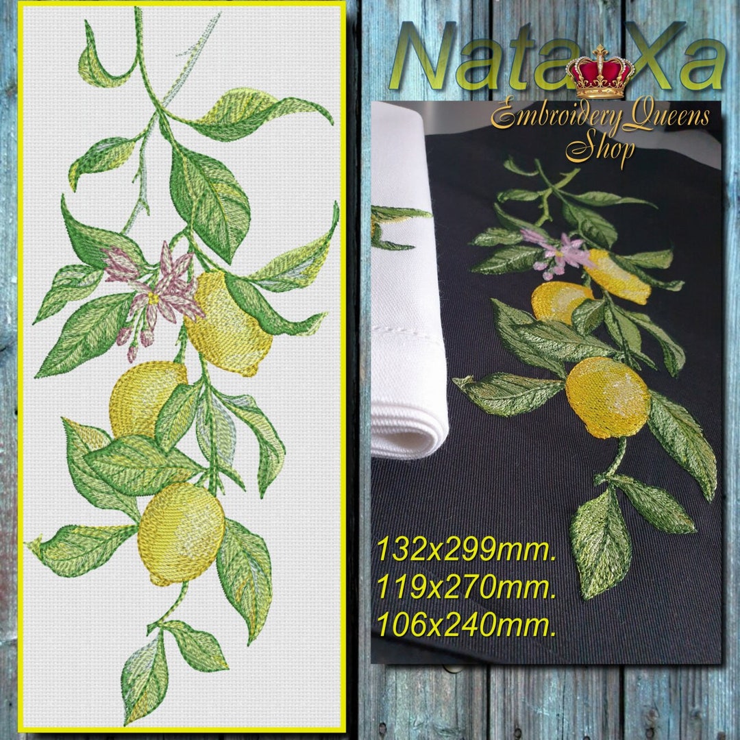 Lemons Machine Embroidery Design 3 Sizes to Download Fit 5x9.5 ...