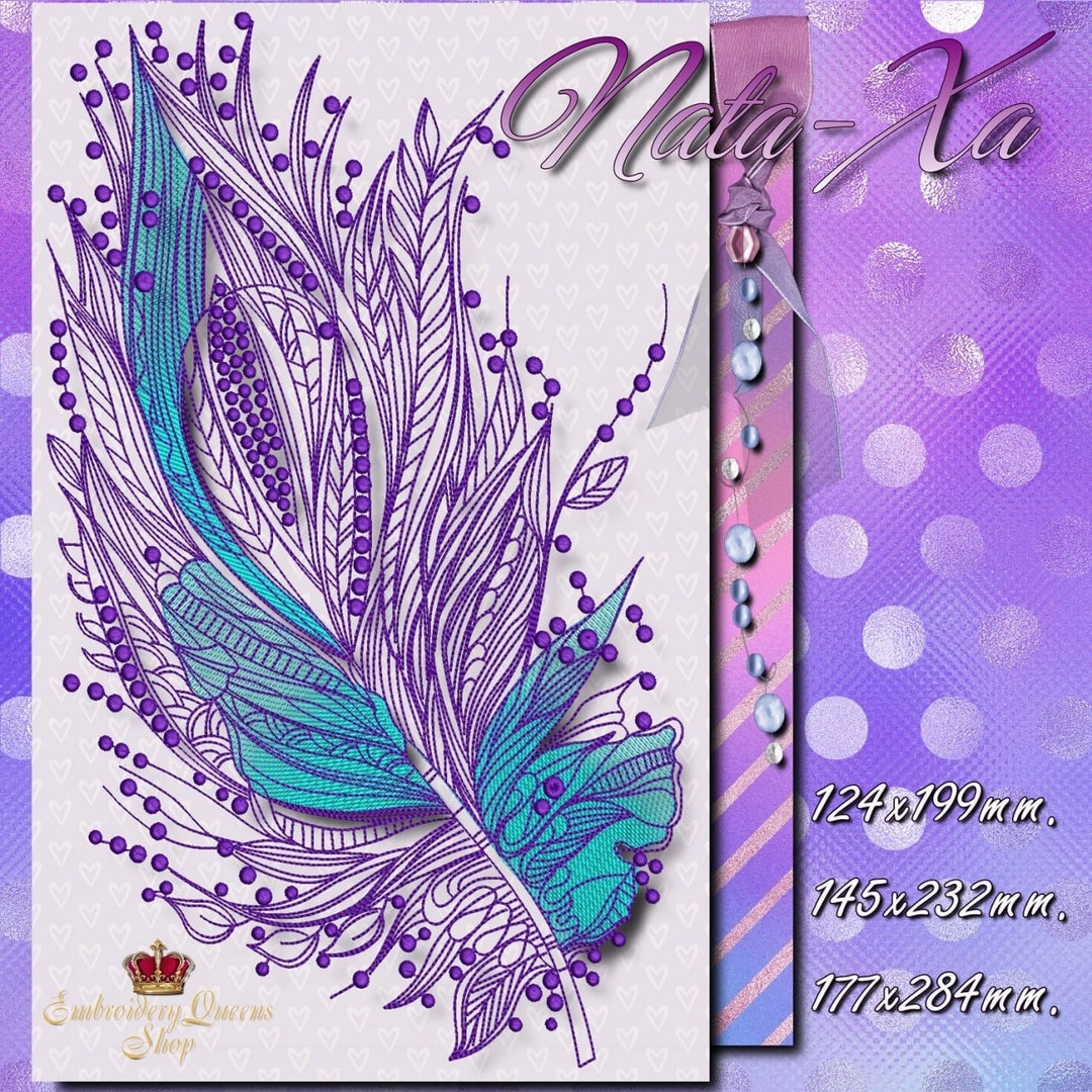 Feather Machine Embroidery Design. 3 Sizes to Download Different Hoop ...