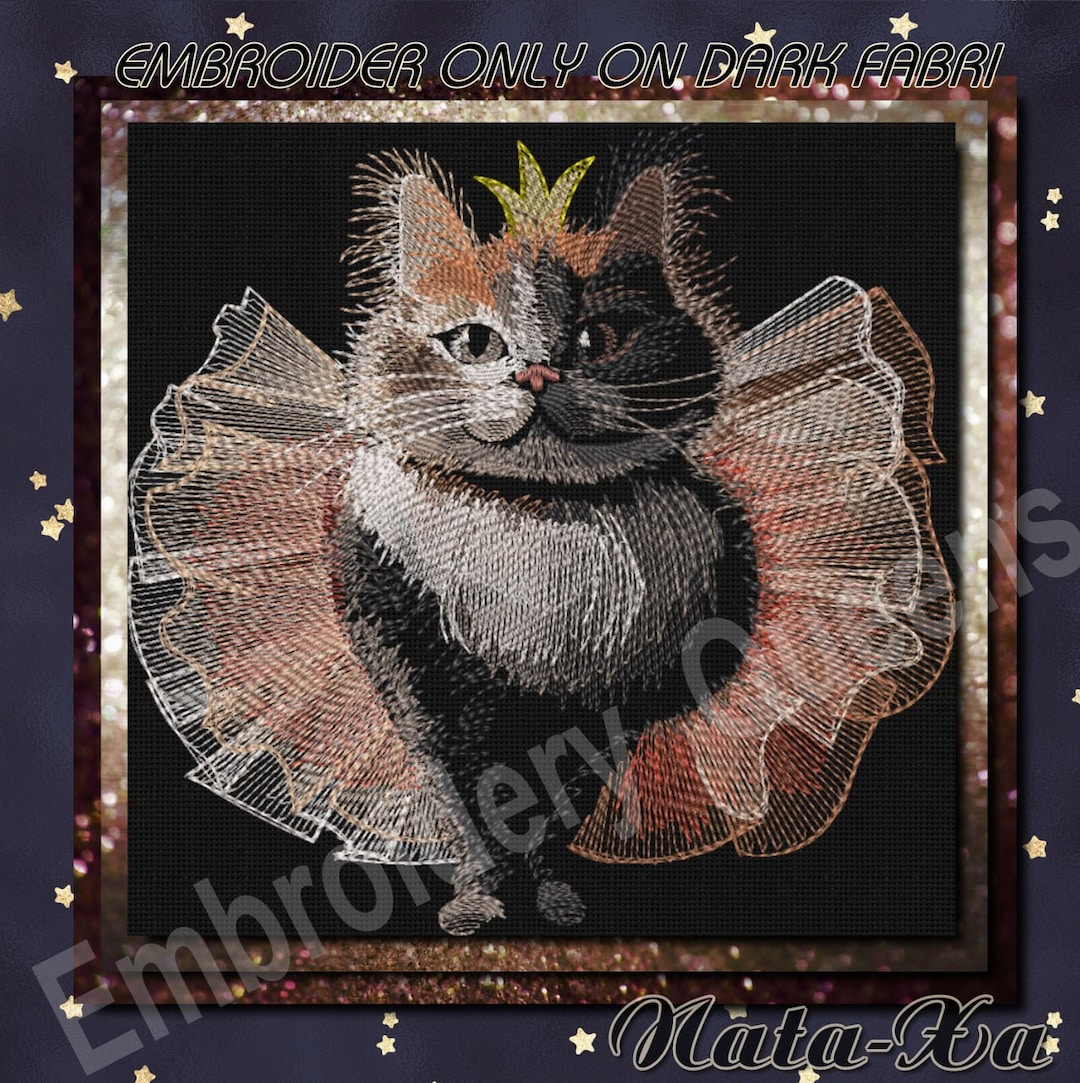 Cat Machine Embroidery Design Fluffy Tutu Cat 3 Sizes to Download Fit ...