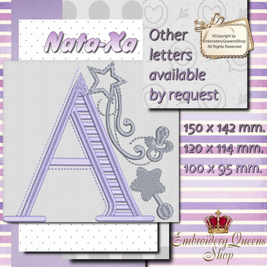 Baby Monogram Letter A Machine Embroidery Design Nursery ABC 3 Sizes ...