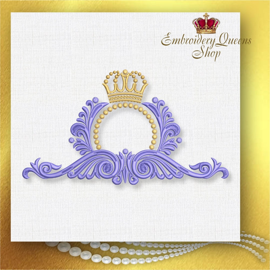 Crown Monogram Frame Machine Embroidery Design 2 Sizes Fit Small Hoops ...