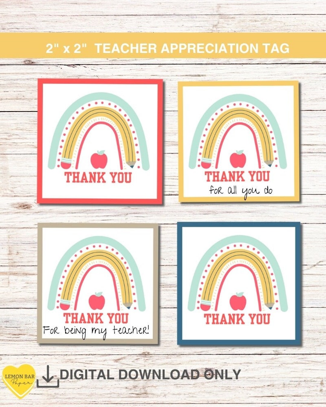 Printable Teacher Appreciation Gift Tag, Teacher Appreciation Week, End ...