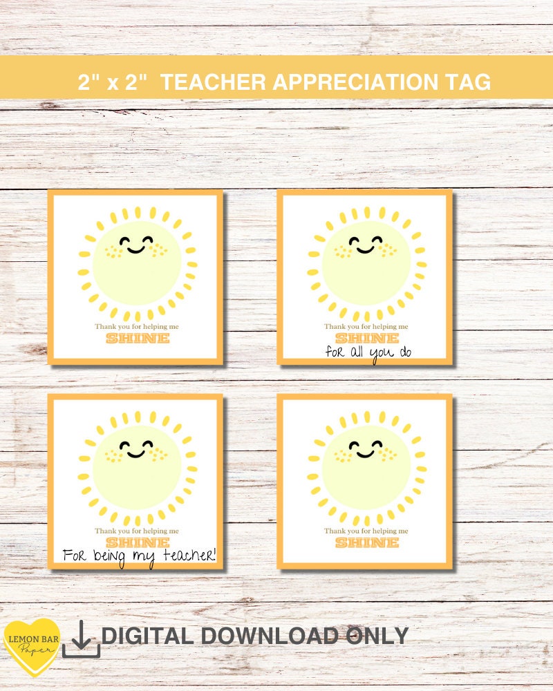 Printable Teacher Appreciation Gift Tag, Teacher Appreciation Week, End ...