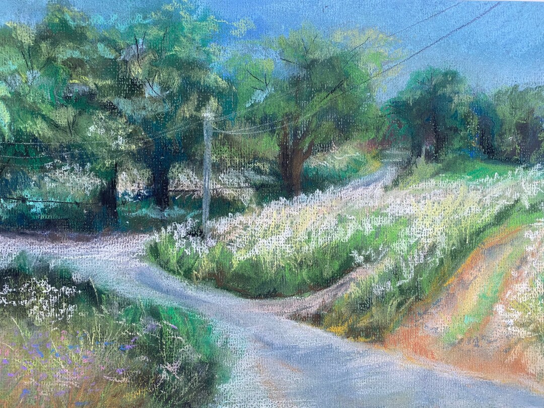 Original Art, Soft Pastel Fields ,cottage Wall Art for Landscape Lovers ...
