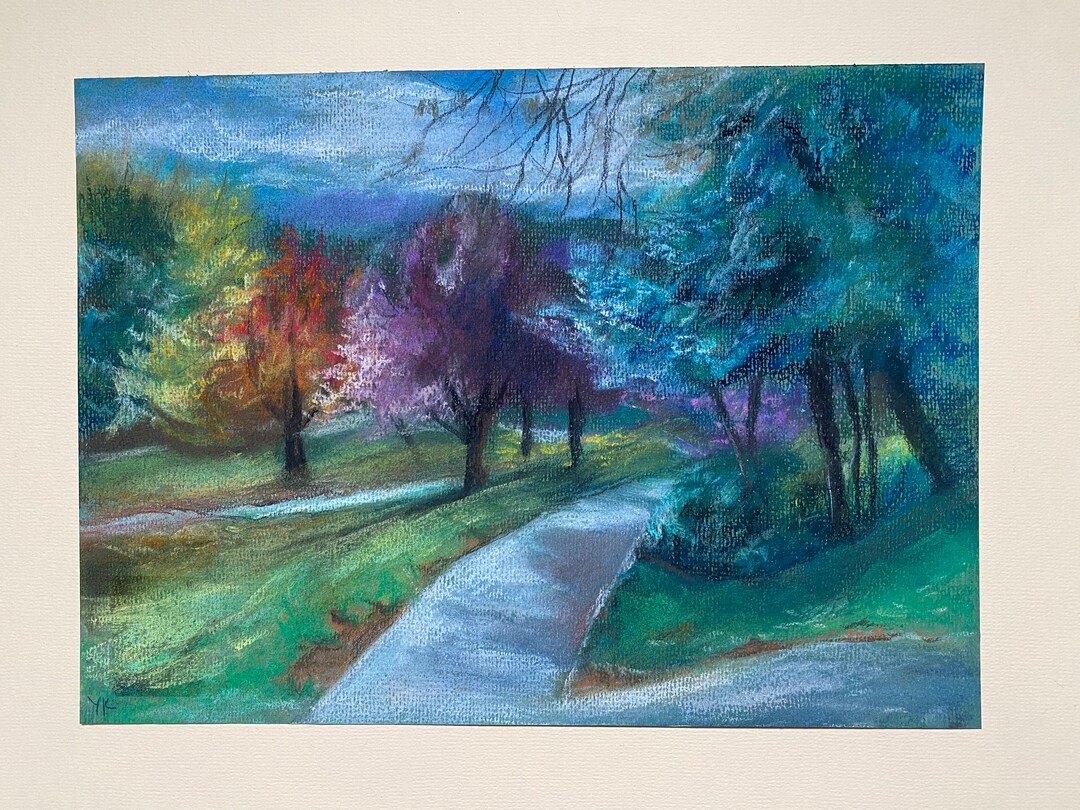 Soft Pastel Landscape ,scene in the Park After Rain , Autumn Scenery ...