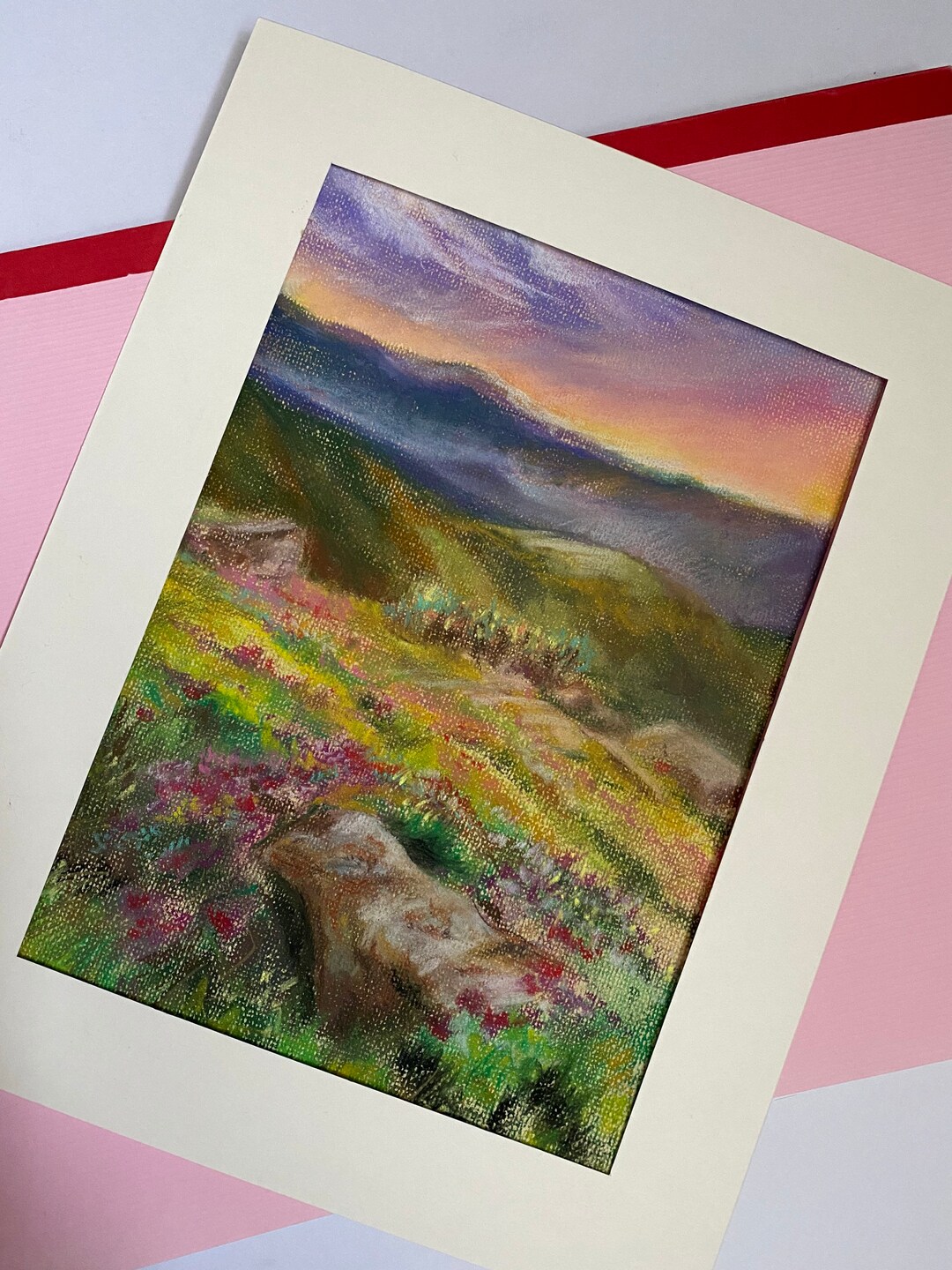 Soft Pastel Landscape Spring Fields Original Artwork . Wall Art Design ...