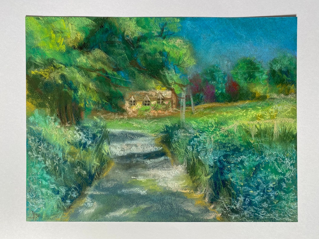 Original Soft Pastel Scenery , Cotswolds Landscape, Silent Sunny Day in ...