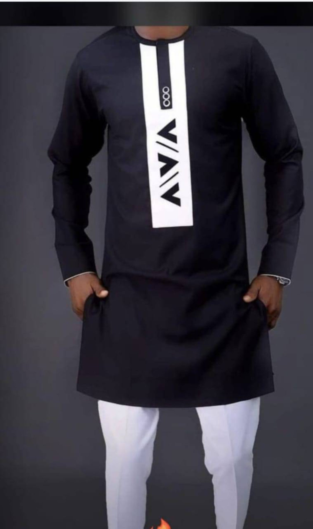 Black African Men's Outfit, Shirt Matching Pants, Wedding Guest ...