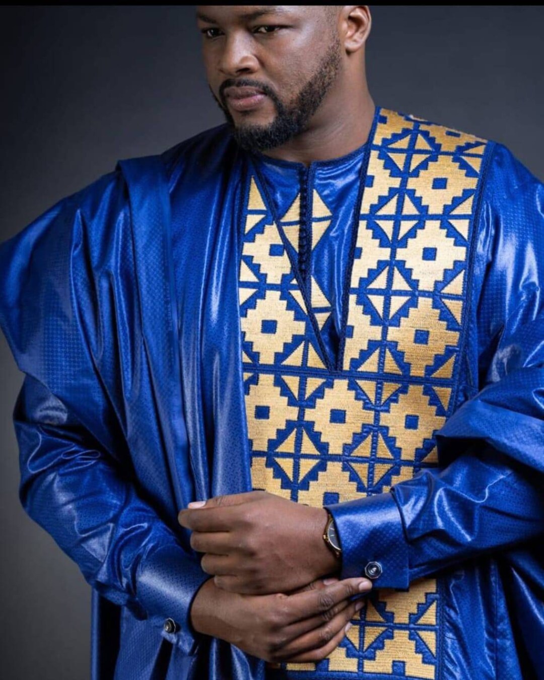 Royal, Navy Blue African Men's Outfit, Shirt Matching Pants, Wedding ...