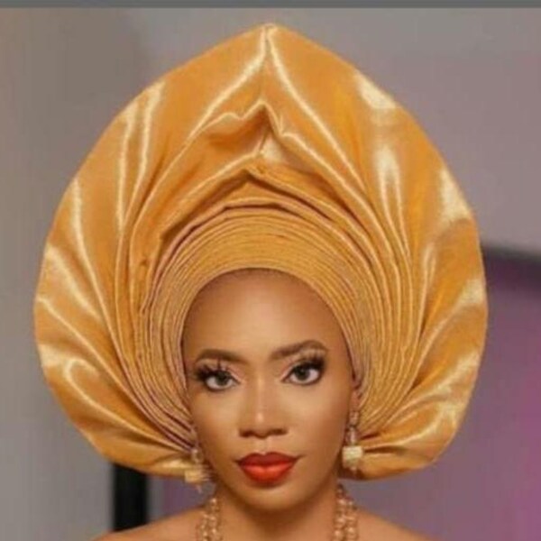 African Gele Ofi for Women, Nigerian Traditional Bridal Aso Oke Hats ...