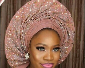 African Gele Ofi for Women, Nigerian Traditional Bridal Aso Oke Hats ...