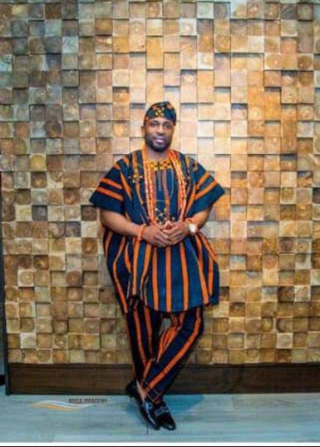 Royal, Navy Blue African Men's Outfit, Shirt Matching Pants, Wedding ...