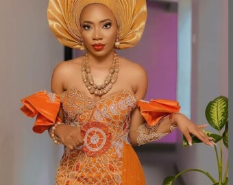 African Gele Ofi for Women, Nigerian Traditional Bridal Aso Oke Hats ...