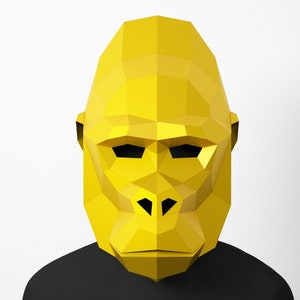 Gorilla Mask DIY, Low Poly Mask Gorilla, Paper Craft Mask Gorilla, Pdf ...