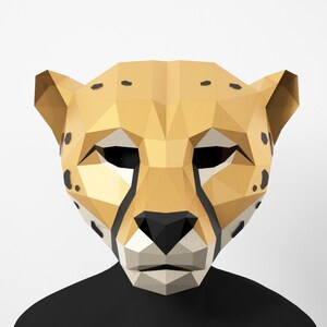 Cheetah Mask, Polygonal Paper Art, Paper Craft Pdf, Papermask Low Poly ...