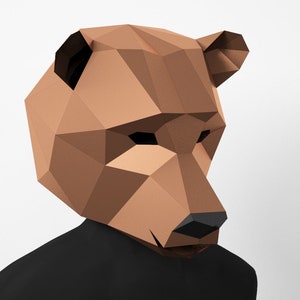 Bear Mask DIY, Low Poly Mask, Paper Craft Mask, Pdf Template 3D Mask ...