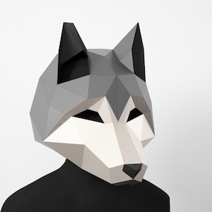 Wolf Mask, Low Poly Wolf, DIY Paper Craft Mask Wolf, PDF Template for ...
