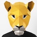 Lioness Mask Low Poly, DIY Paper Craft Mask Lioness, PDF Template for ...