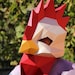 Rooster Mask DIY, Cockerel Mask Low Poly Mask Rooster, Paper Craft Mask ...