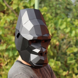 Gorilla Mask DIY, Low Poly Mask Gorilla, Paper Craft Mask Gorilla, Pdf ...