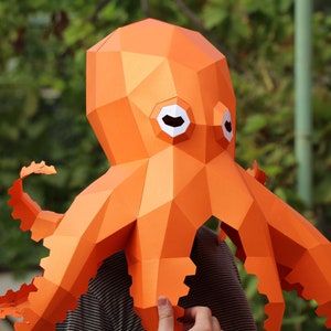 Octopus Mask DIY, Low Poly Mask Devilfish, Paper Craft Mask Poulpe, Pdf ...
