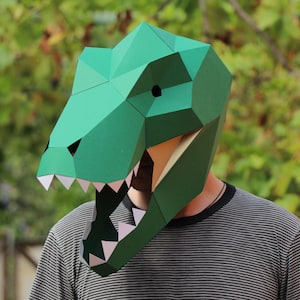 T-rex Low Poly Mask, DIY Paper Craft Mask Dinosaur, PDF Template for 3D ...