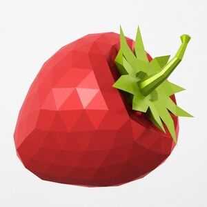 Strawberry Low Poly PDF Template - Etsy