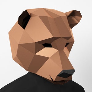 Bear Mask DIY, Low Poly Mask, Paper Craft Mask, Pdf Template 3D Mask ...