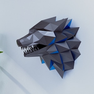 She-wolf Head Polygonal Wall Sculpture, Diy Papercraft , Wall Decor ...
