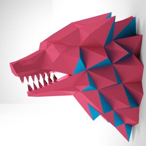 She-wolf Head Polygonal Wall Sculpture, Diy Papercraft , Wall Decor ...