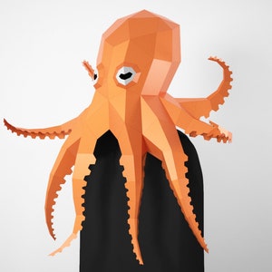 Octopus Mask DIY, Low Poly Mask Devilfish, Paper Craft Mask Poulpe, Pdf ...