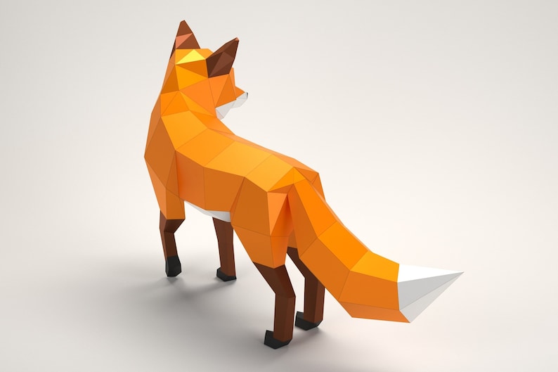 Fox Polygonal Sculpture, Low Poly Animal. PDF Template, DXF and SVG ...