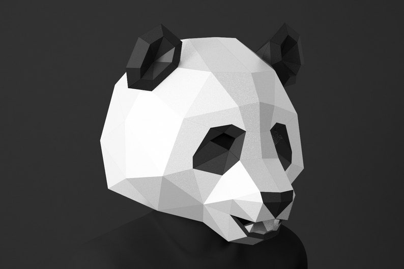 Panda Mask PDF Template DIY Papercraft Mask Polygonal Panda - Etsy