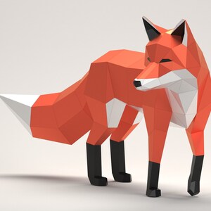 Fox Polygonal Sculpture, Low Poly Animal. PDF Template, DXF and SVG ...