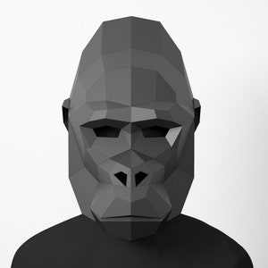 Gorilla Mask DIY, Low Poly Mask Gorilla, Paper Craft Mask Gorilla, Pdf ...