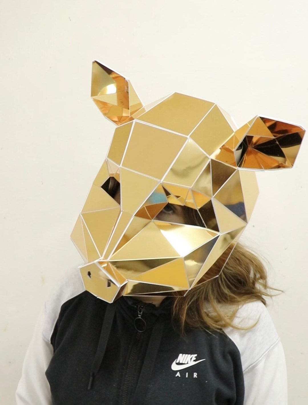 Pig Mask Pig Girl Mask PDF Template Polygonal Mask Costume - Etsy