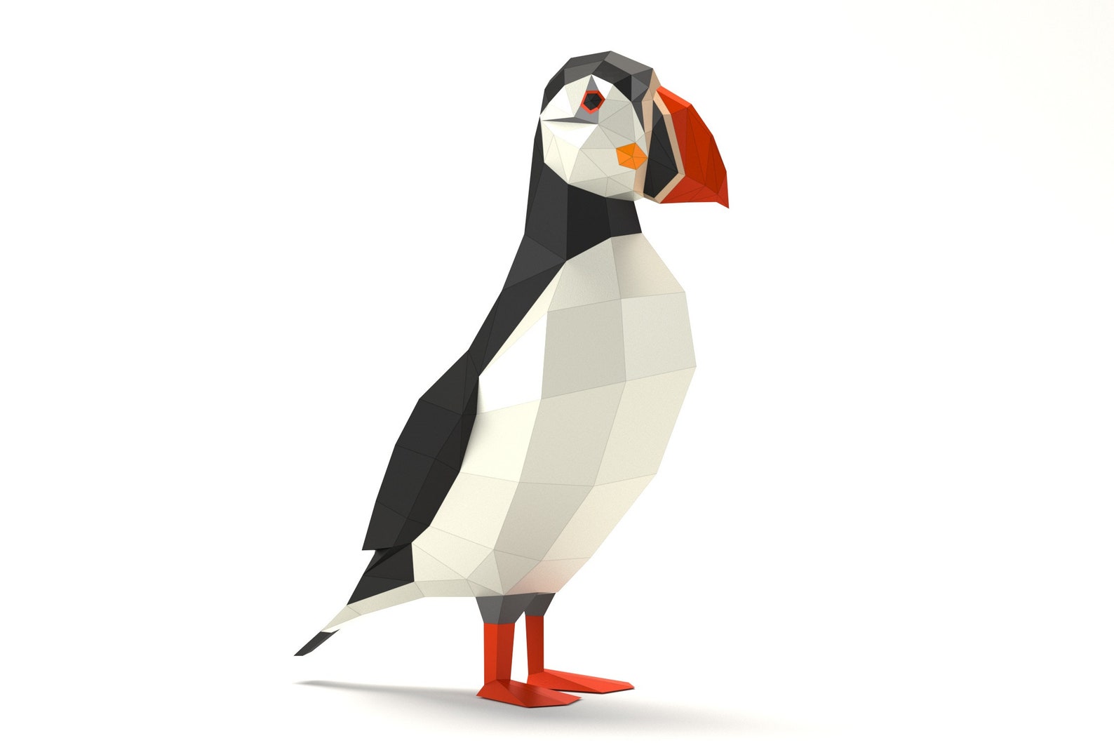 Atlantic Puffin 3D Papercraft Template, Low Poly Bird Model (PDF, DXF ...