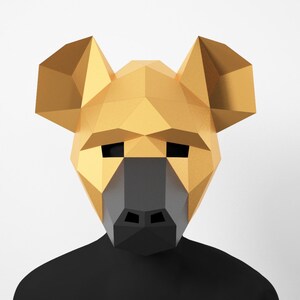 Hyena Low Poly Mask, DIY Paper Craft Mask Hyena, PDF Template for 3D ...