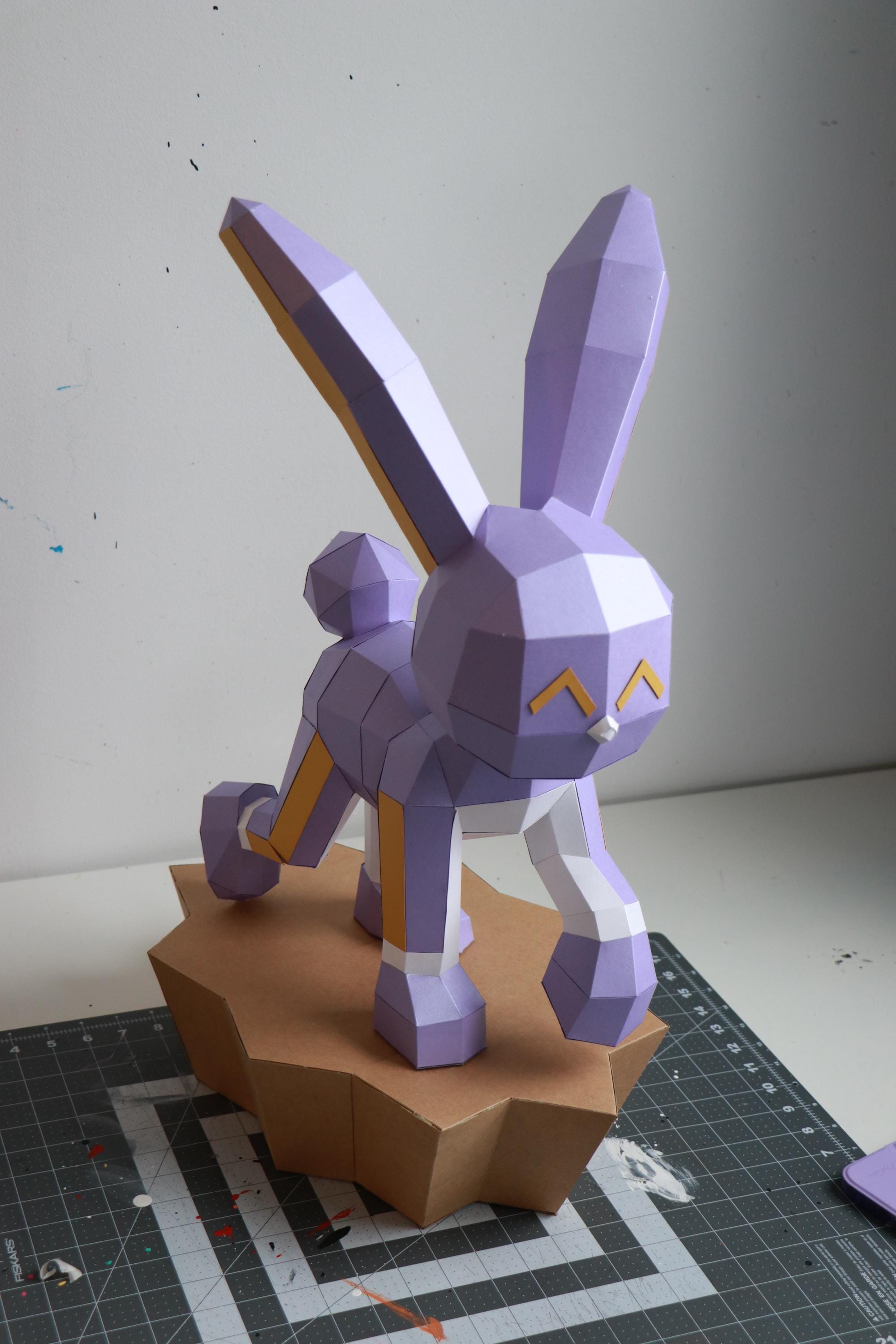 Walking Bunny Papercraft Sculpture – PDF Template DXF and SVG, Modern ...