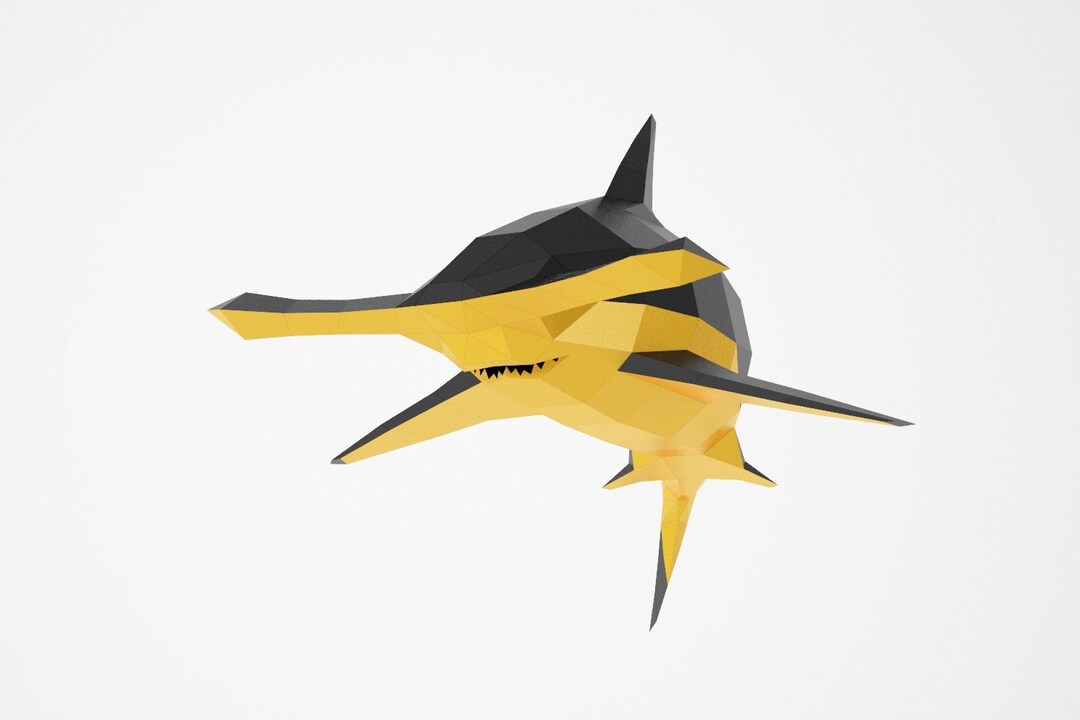 Low Poly Hammerhead Shark Sculpture: DIY Papercraft Decor (PDF Template ...