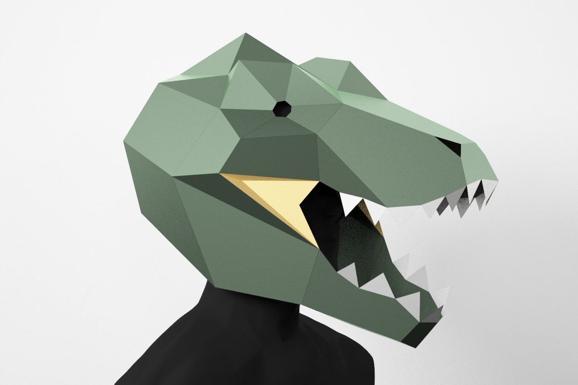 T-rex Low Poly Mask DIY Paper Craft Mask Dinosaur PDF - Etsy